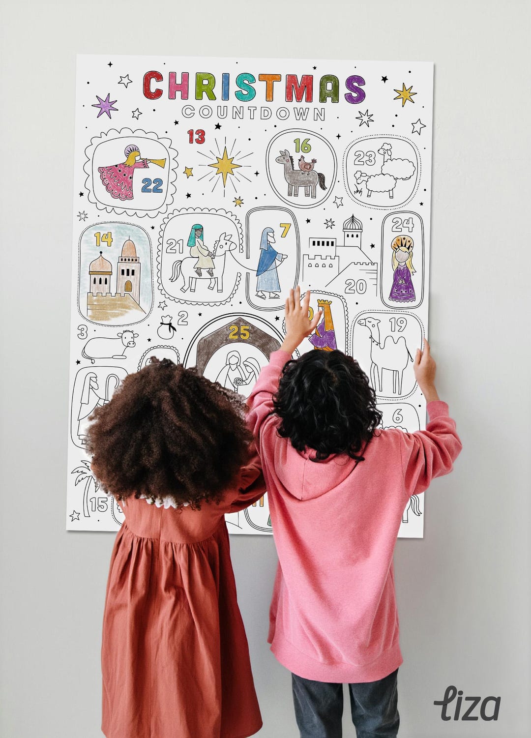 Christmas Nativity Countdown Coloring Poster – Advent Calendar ...