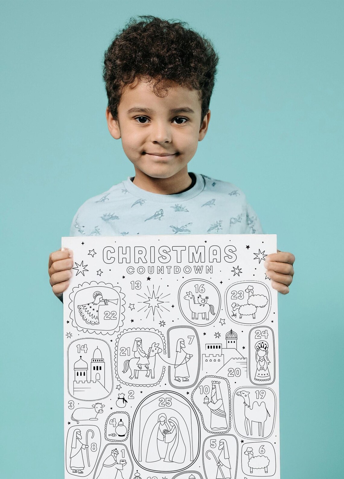 Christmas Nativity Countdown Coloring Poster – Advent Calendar ...