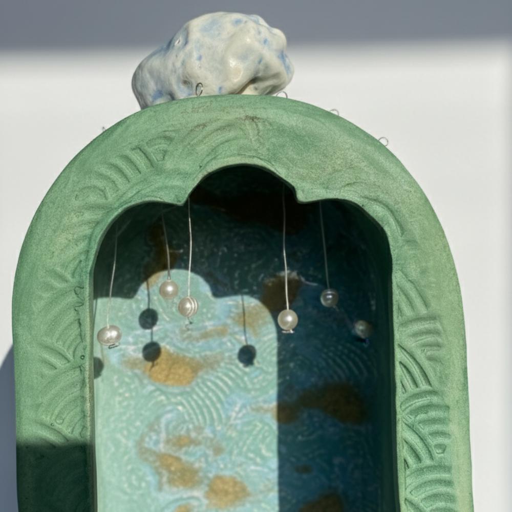 Handmade Ceramic Nicho With Pearl Rain| "summit Pearl" Mixed Media ...