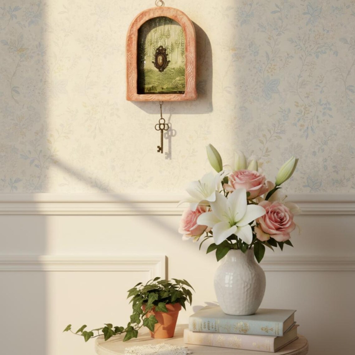 Secret Garden Handsculpted Ceramic Nicho With Key | Handmade Wall Art ...