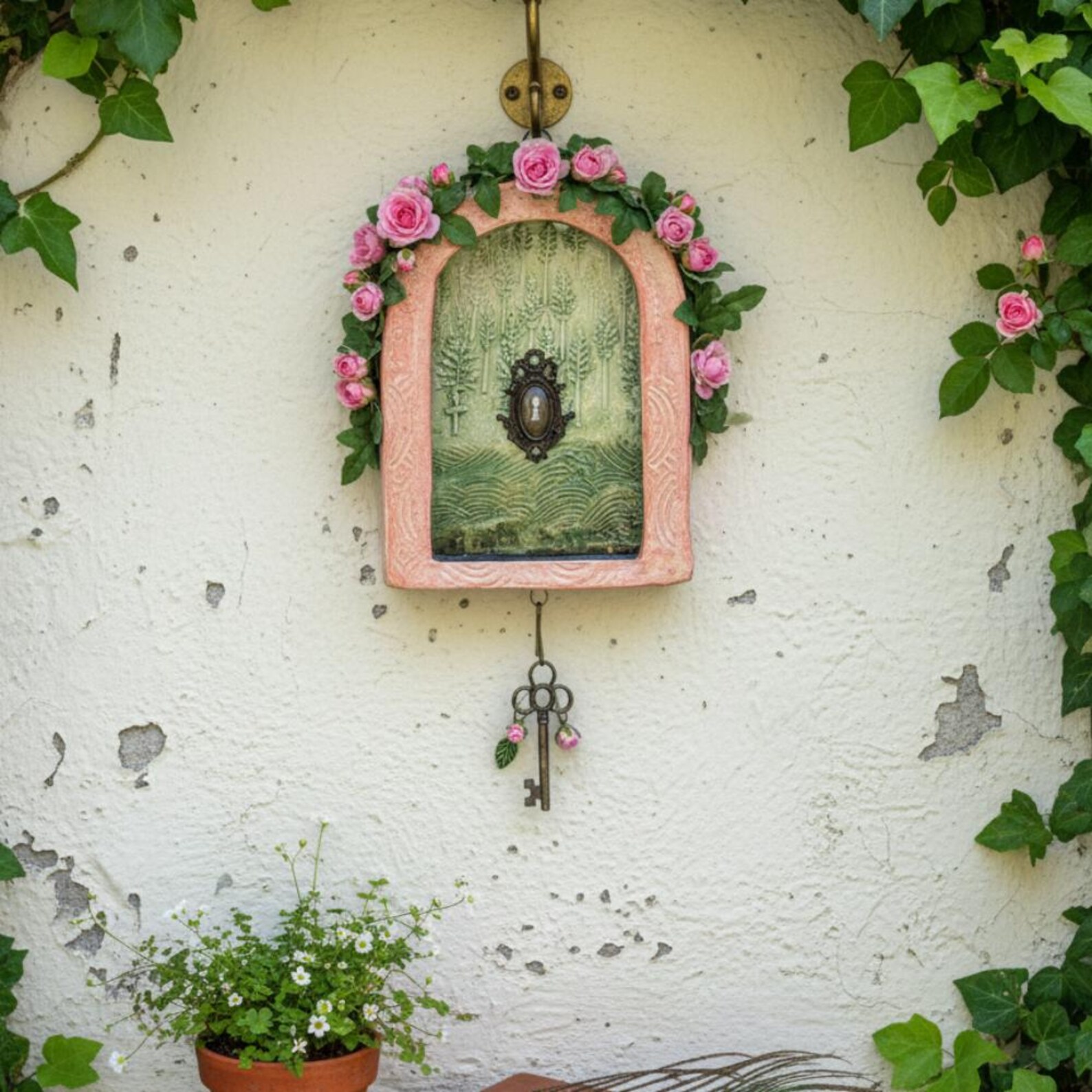 Secret Garden Handsculpted Ceramic Nicho With Key | Handmade Wall Art ...