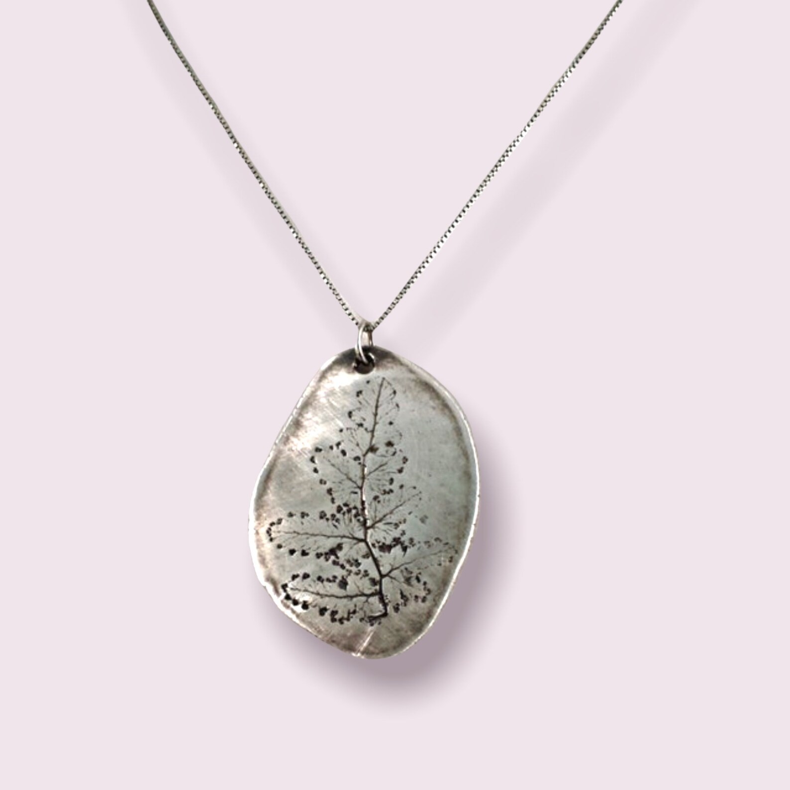 Handcrafted Silver Pendant Silver Leaf Impression Pendant - Etsy