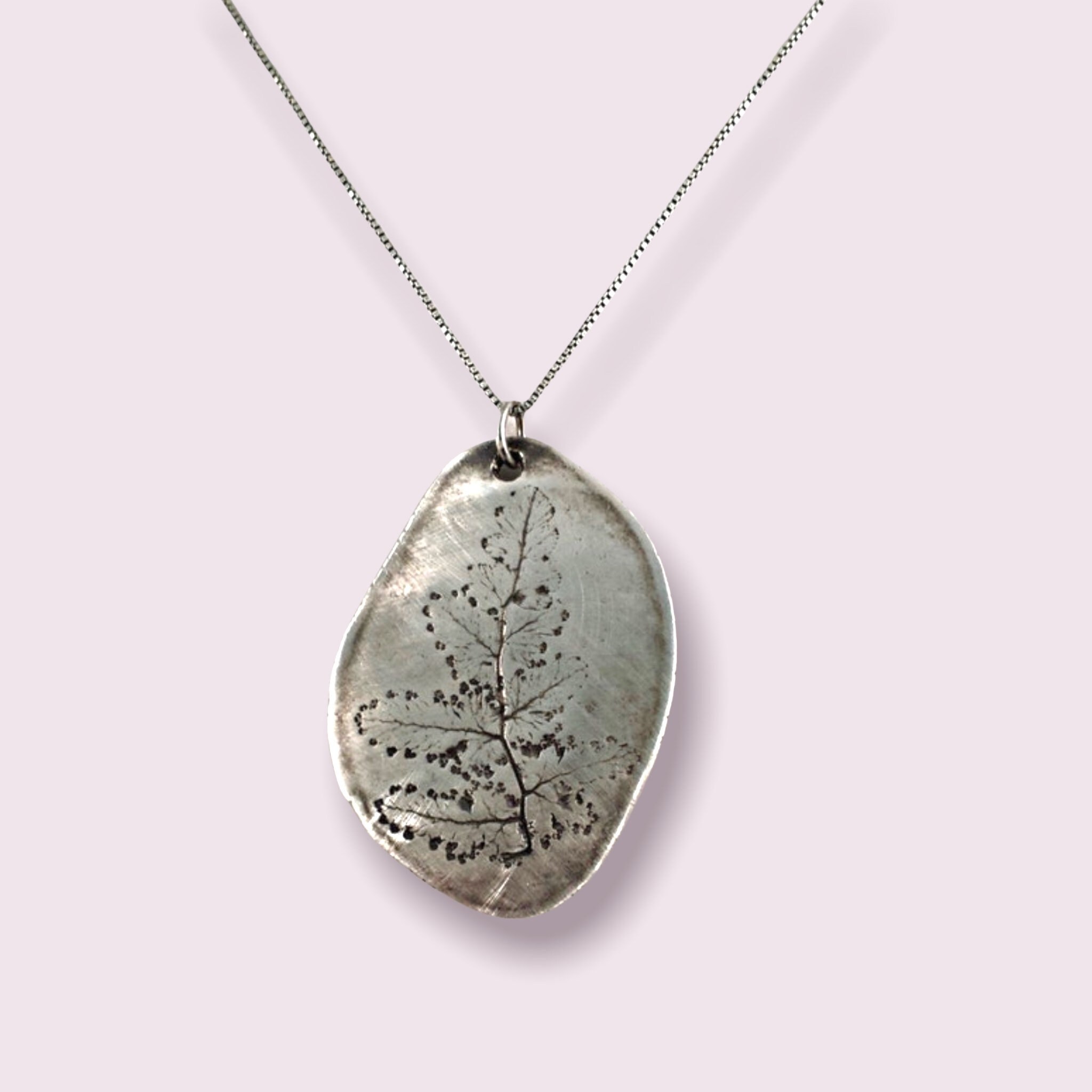 Handcrafted Silver Pendant Silver Leaf Impression Pendant - Etsy