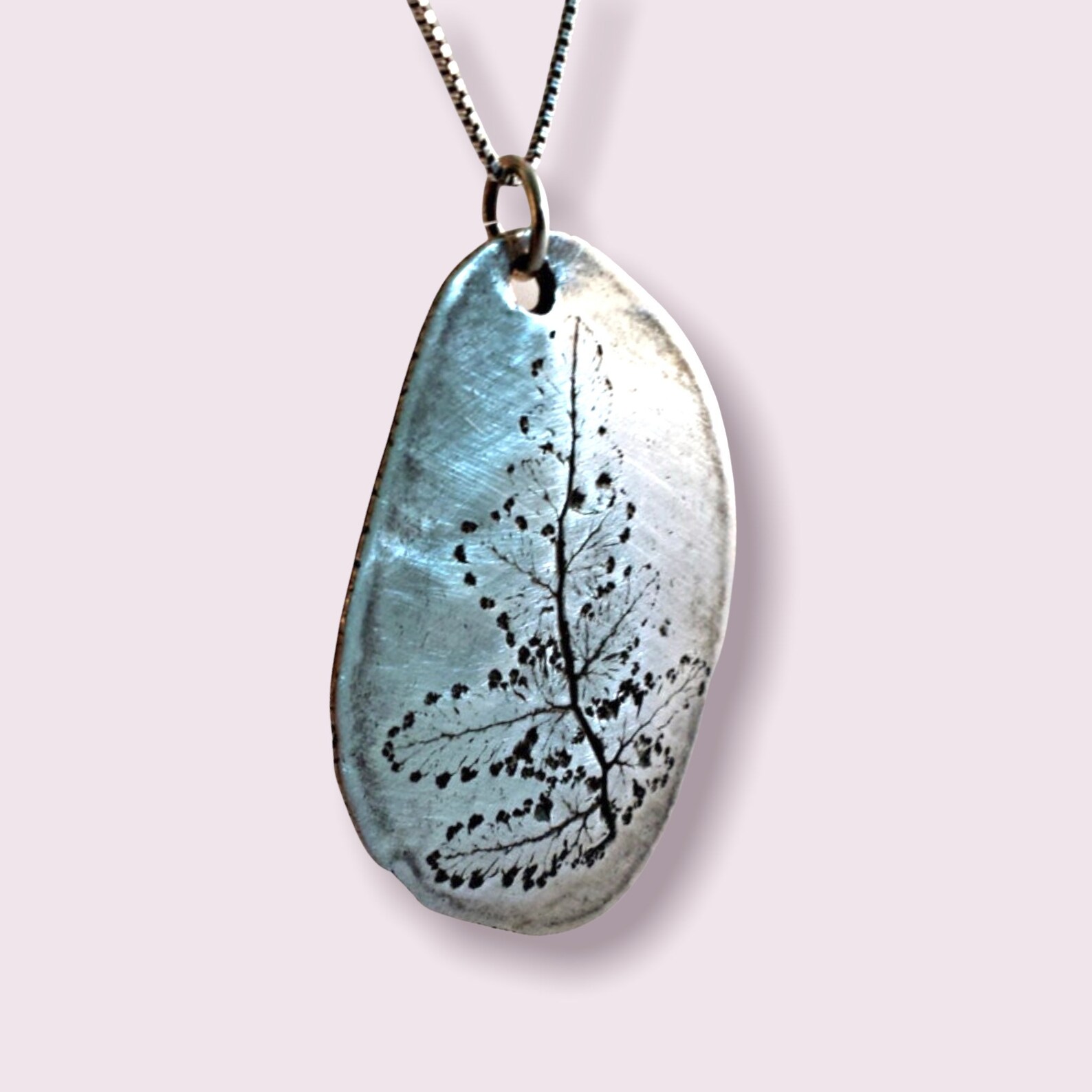 Handcrafted Silver Pendant Silver Leaf Impression Pendant - Etsy