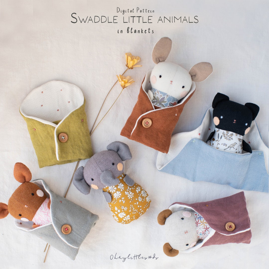 Swaddle Blanket Animal Sewing Pattern - Cat, Rabbit, Bear, Fawn ...