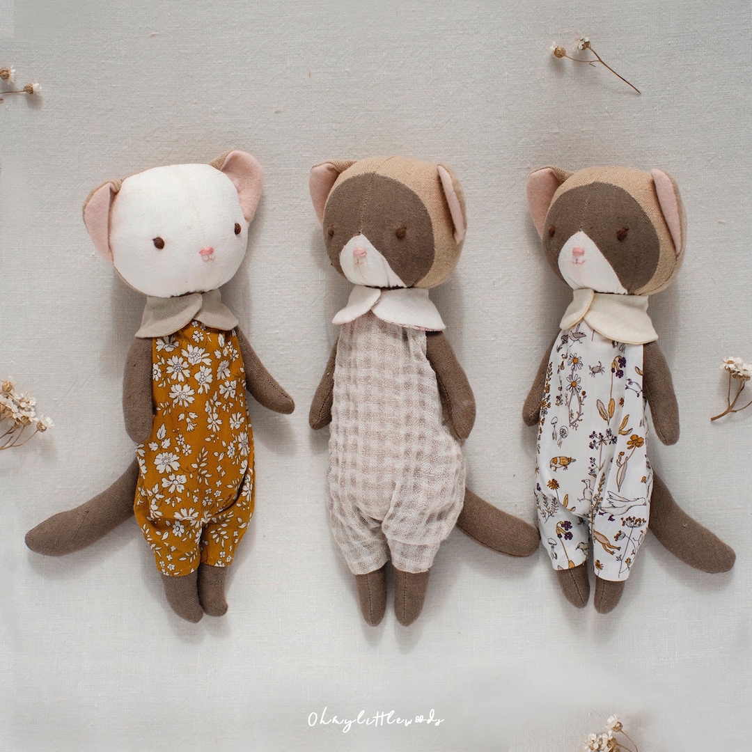 Marten With Onesie and Collar Sewing Pattern + Tutorial | Woodland Jointed Animal Stoat Ferret ...