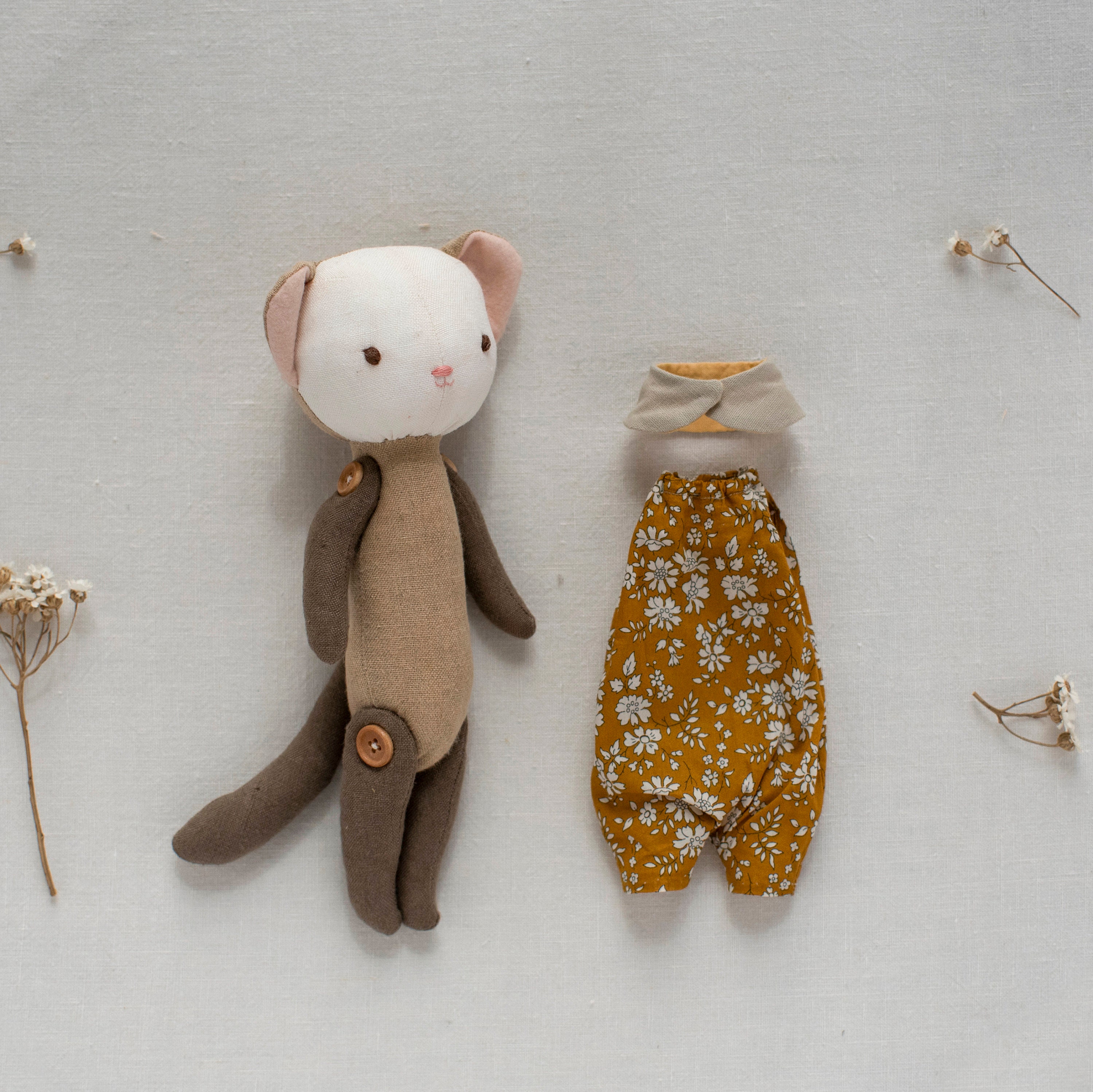 Marten Doll Sewing Pattern - Woodland Jointed Animal With Onesie ...