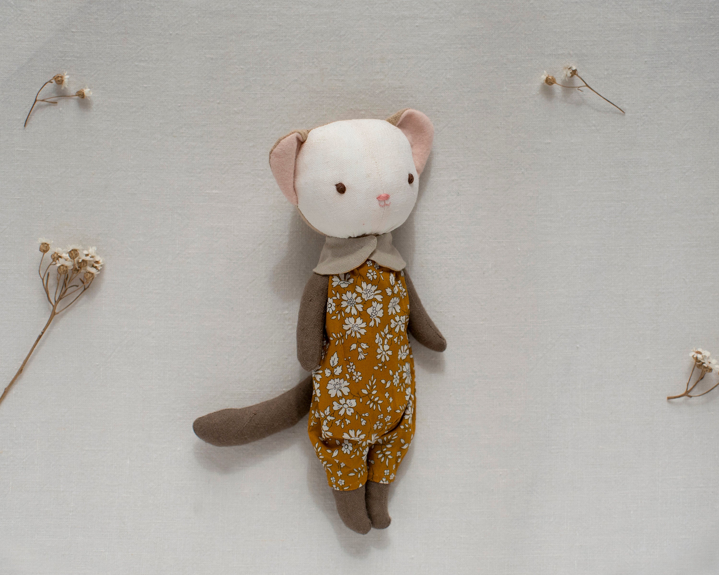 Marten Doll Sewing Pattern - Woodland Jointed Animal With Onesie ...