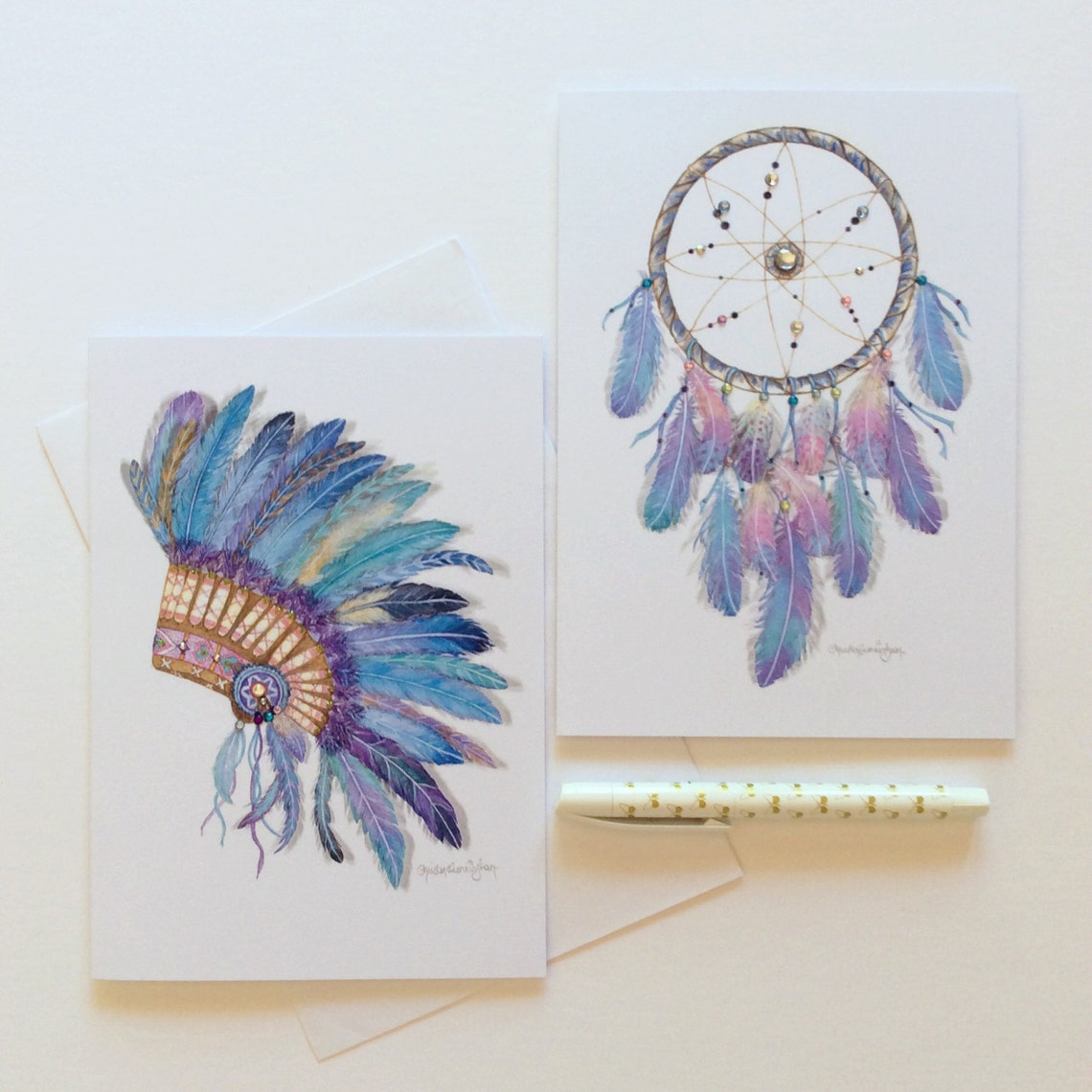 Native American Headdress Greeting Card Tribal Art Print | Etsy