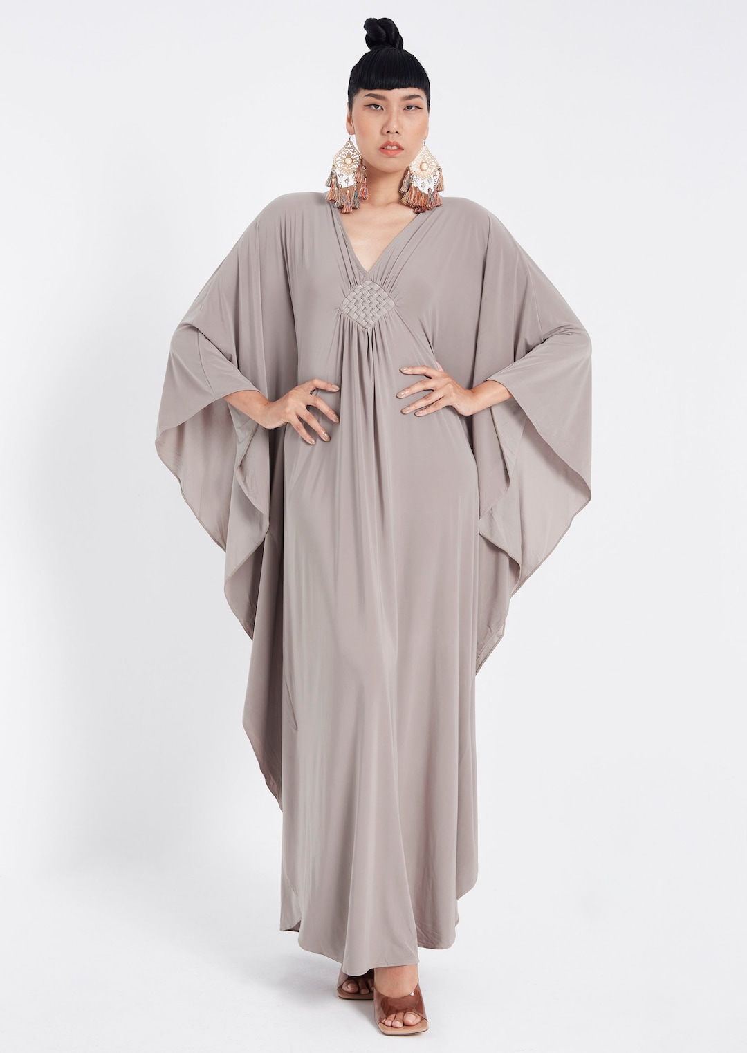 NO.281 Women’s V Neck Kaftan Dress, Long Length Caftan, Plus Size ...