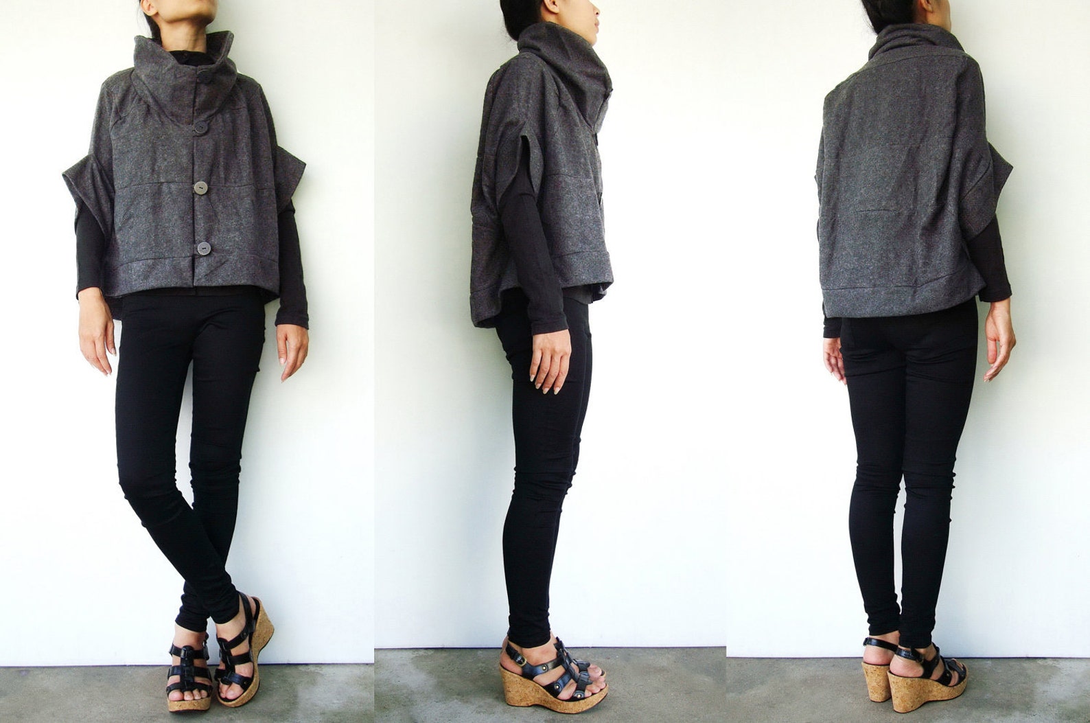 NO.85 Women's Stand Collar Short Sleeve Cropped Jacket in - Etsy