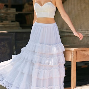NEW---NO.322 Women's Tiered Ruffle Long Skirt, Boho A-line Maxi Skirt ...