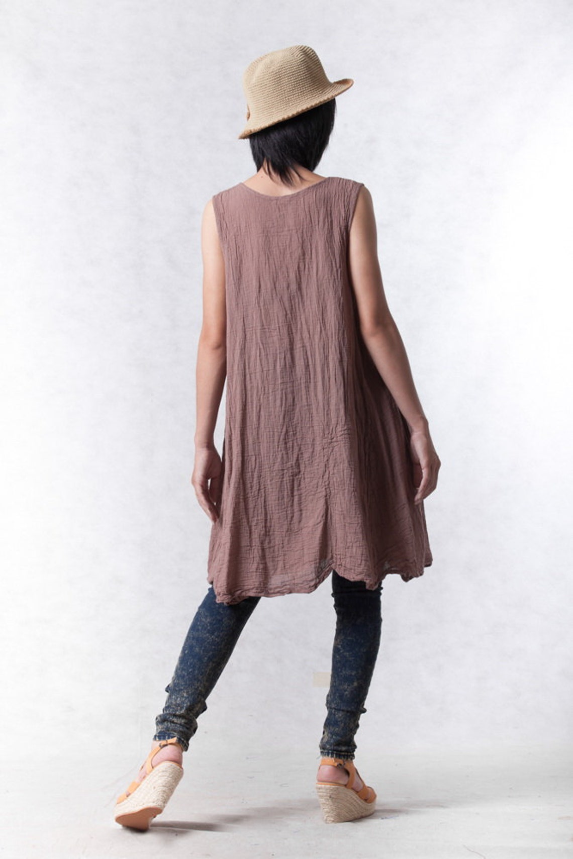 NO.19 Women's Sleeveless Pleated Front A-line Tunic Top | Etsy