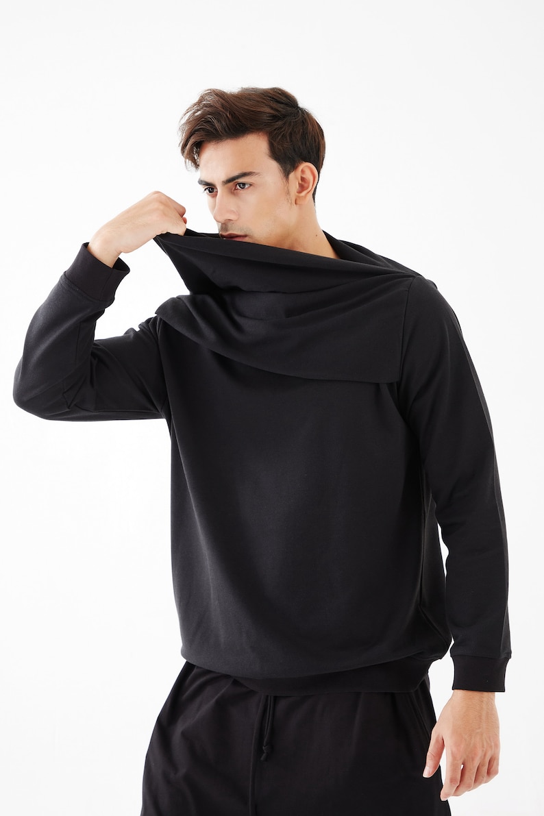 NO.230 Men's Drape Neck Pullover, Long Sleeve Sweater, Sweatshirt in ...
