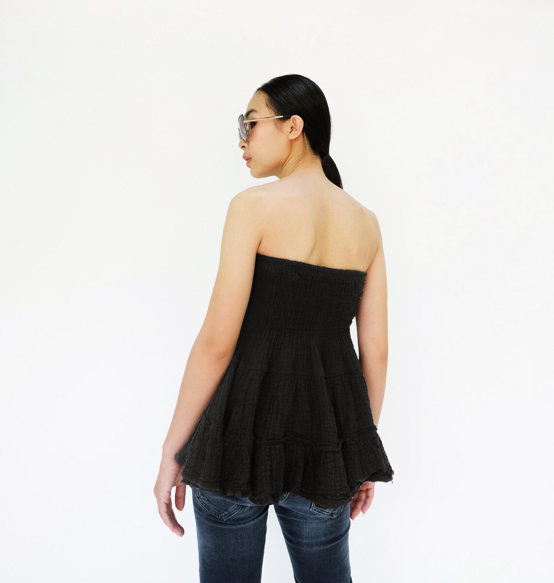 NO.202 Women's Ruffle Smocked Tube Top Tiered Peasant - Etsy