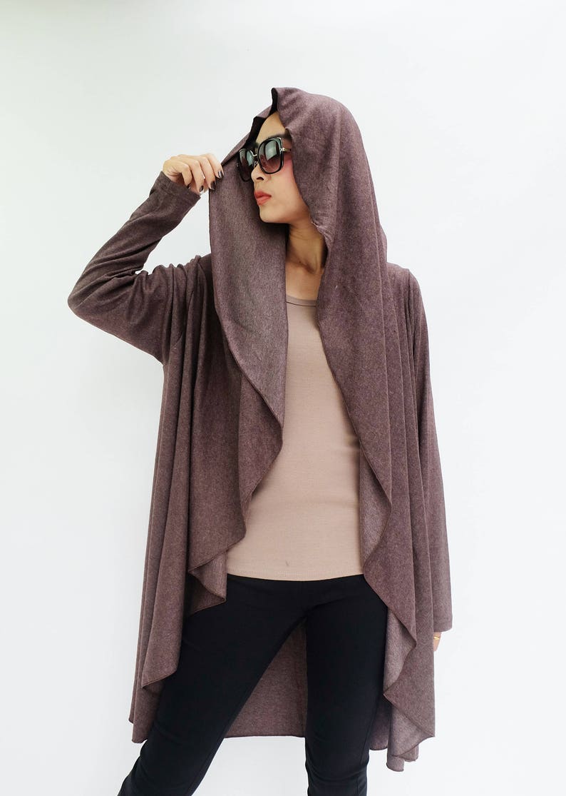 NO.228 Women's Waterfall Collar Long Sleeve Cardigan | Etsy