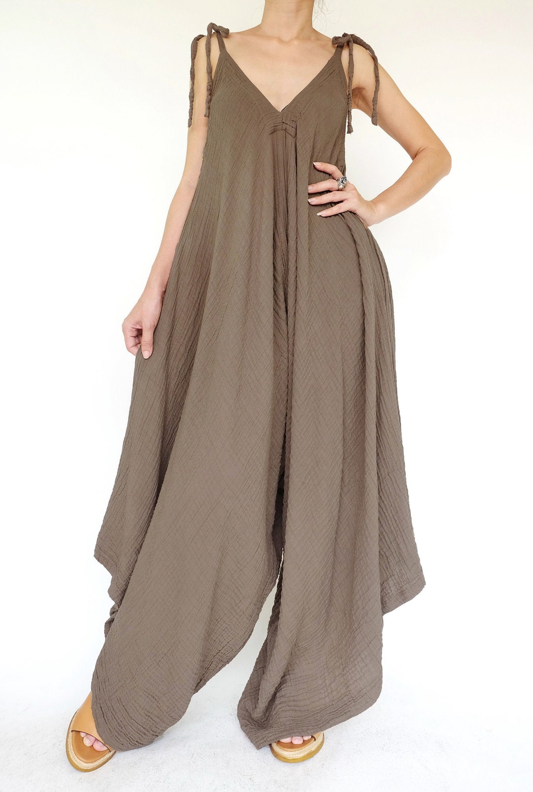 NO.275 Women's Lagenlook Wide Leg Romper, Casual Harem Jumpsuit ...