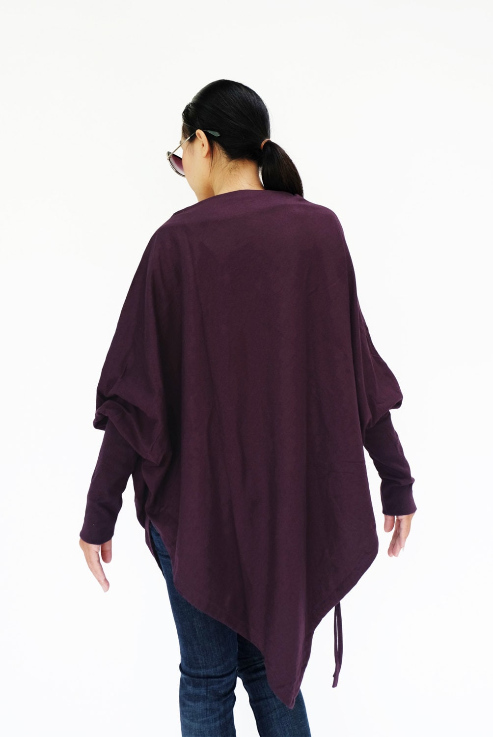 NO.59 Women's Cowl Neck Batwing Long Sleeve Asymmetrical | Etsy