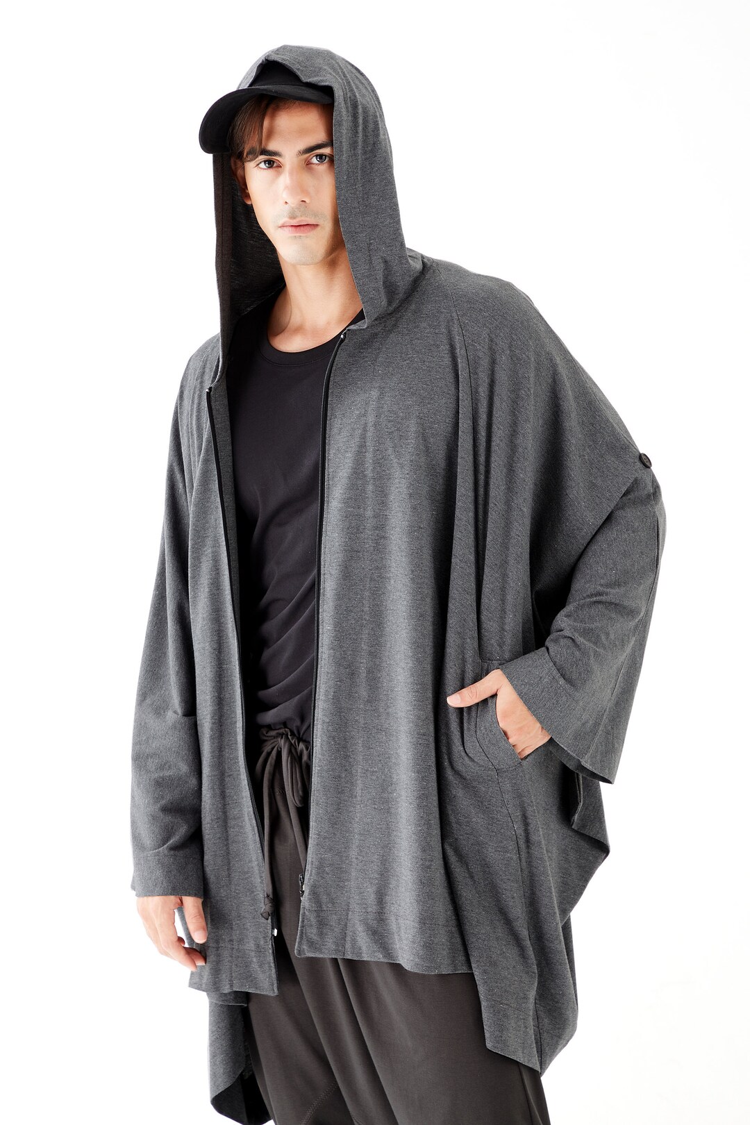 NO.179 Men's Long Sleeve Full-zip Oversized Hoodie Jacket, Jacket With ...