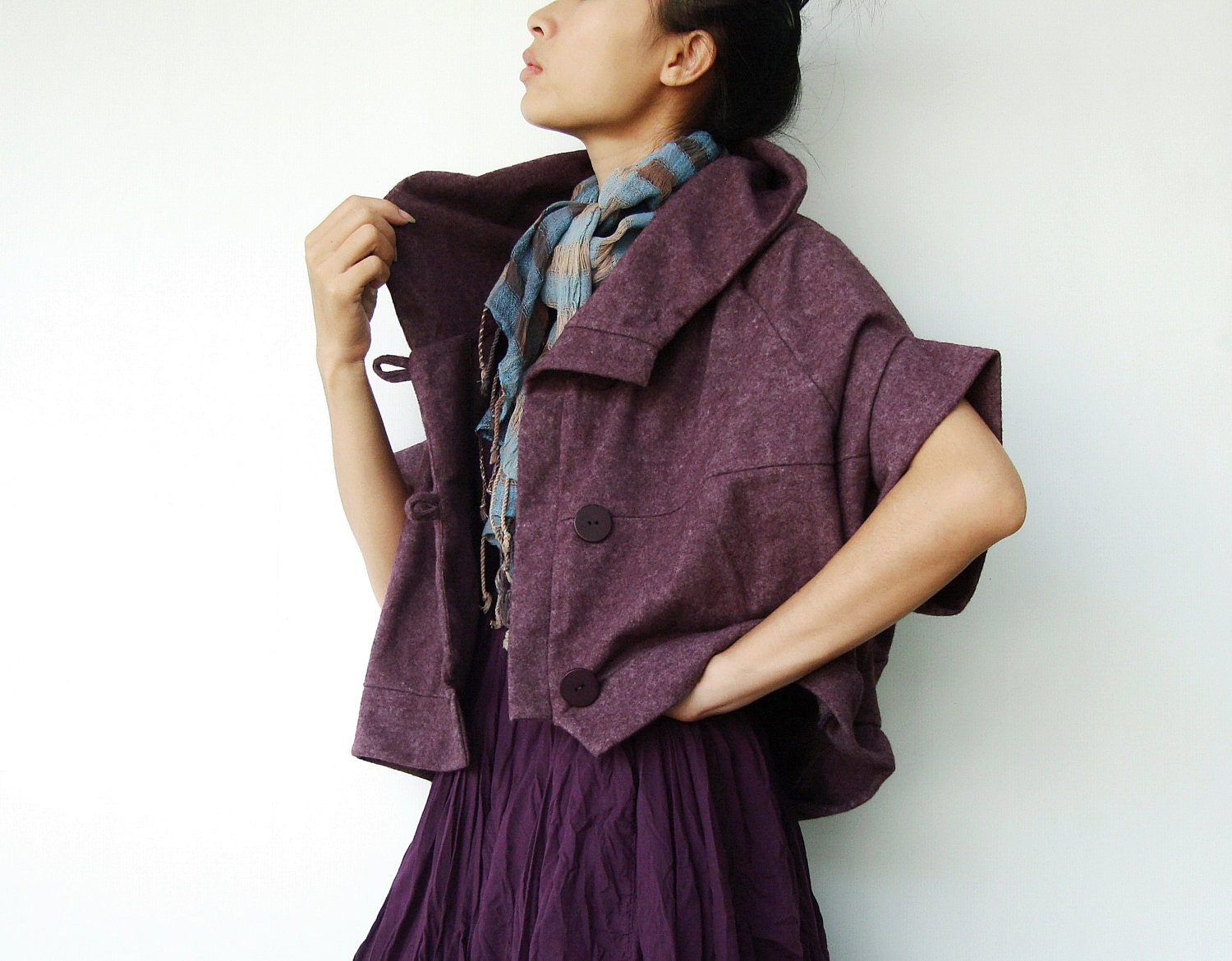 NO.85 Women's Stand Collar Short Sleeve Cropped Jacket in - Etsy