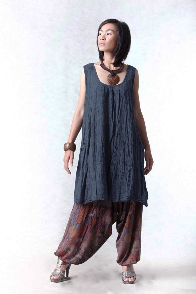 NO.19 Women's Sleeveless Pleated Front A-line Tunic Top | Etsy