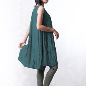 NO.19 Women's Sleeveless Pleated Front A-line Tunic Top, Natural Fiber ...