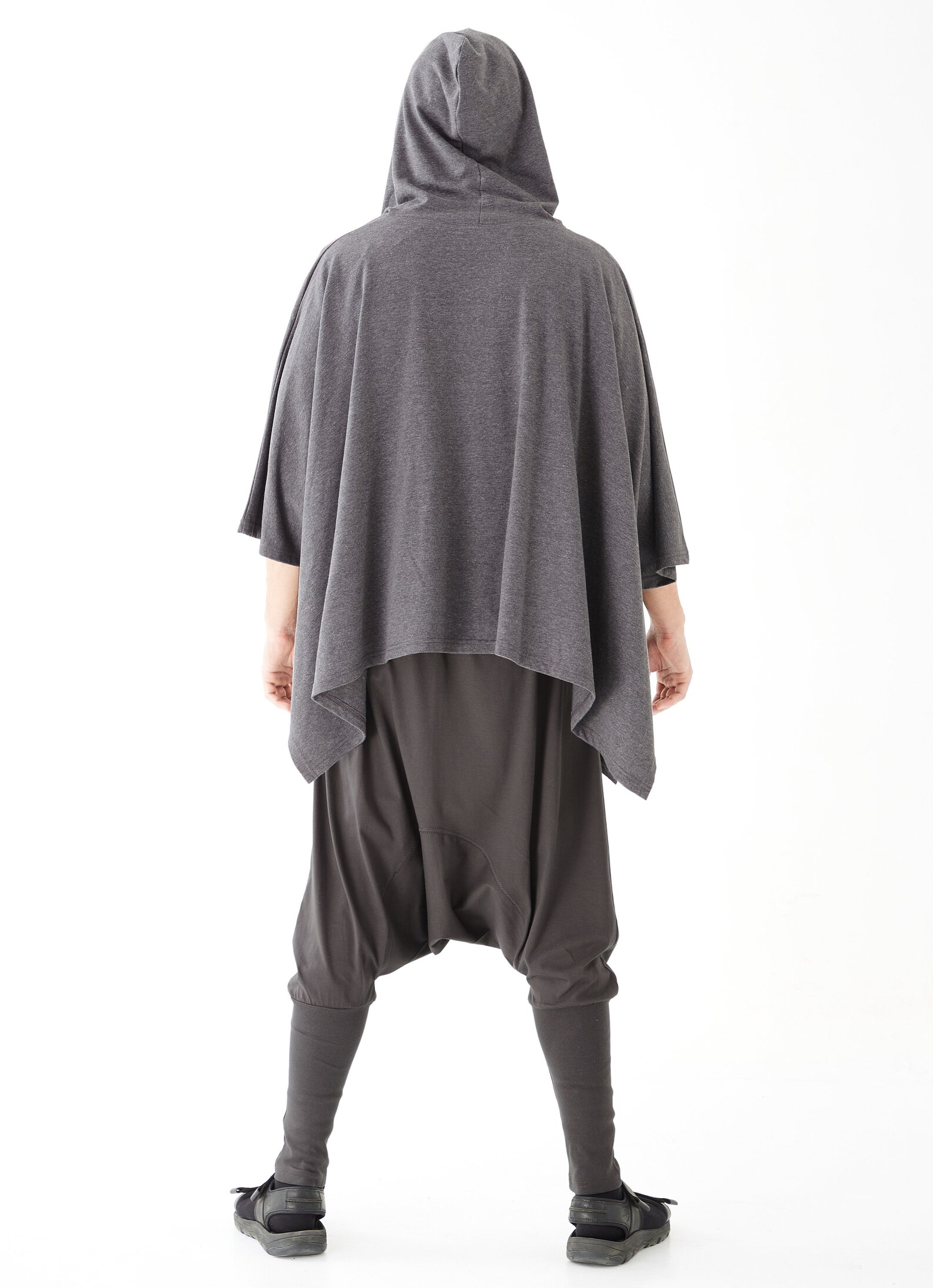 NO.163 Men's Button Front Hooded Poncho, Comfy Versatile Cape in ...