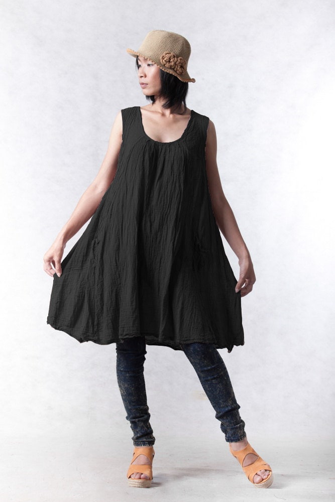 NO.19 Women's Sleeveless Pleated Front A-line Tunic Top | Etsy