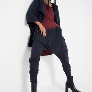 NEW---NO.315 Women's Cross Front Drop Crotch Pants, Button Flap Pants ...