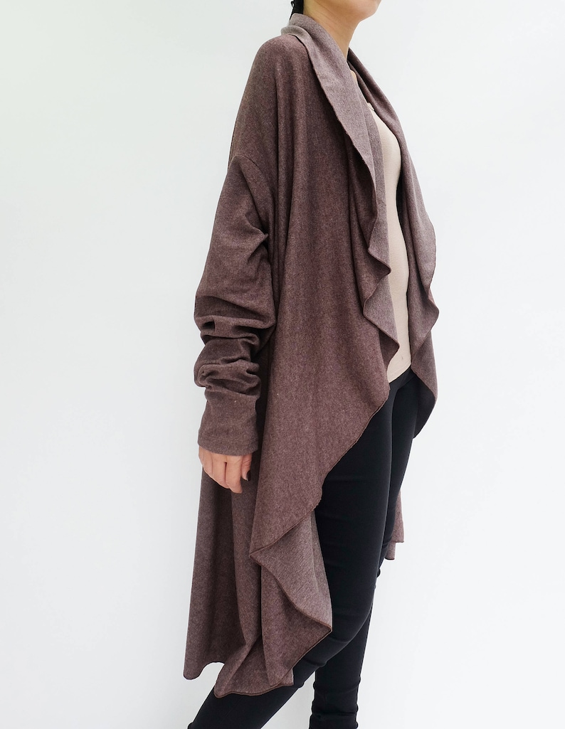 NO.228 Women's Waterfall Collar Long Sleeve Cardigan | Etsy