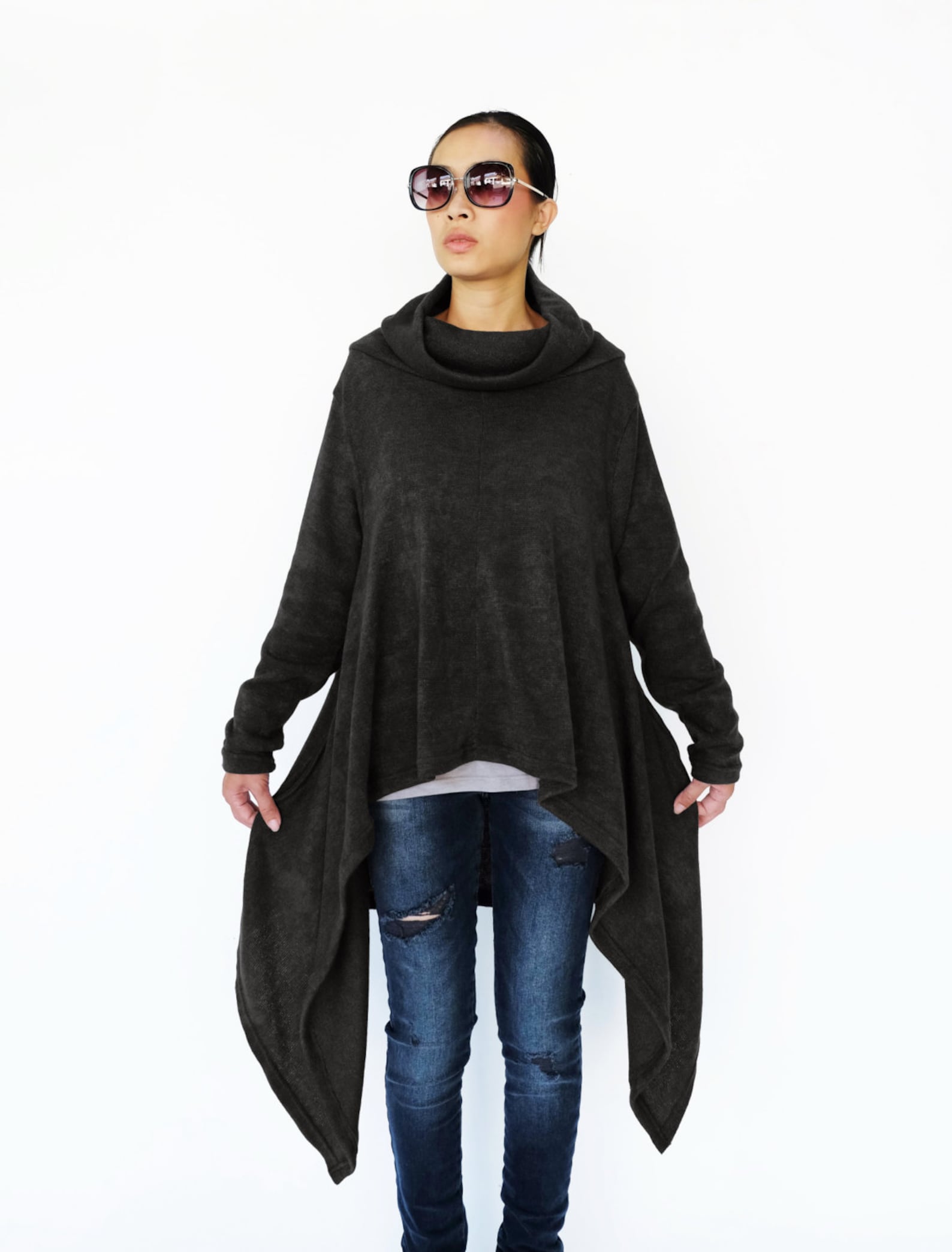 NO.189 Women's Cowl Neck Long Sleeve Knitted Sweater - Etsy