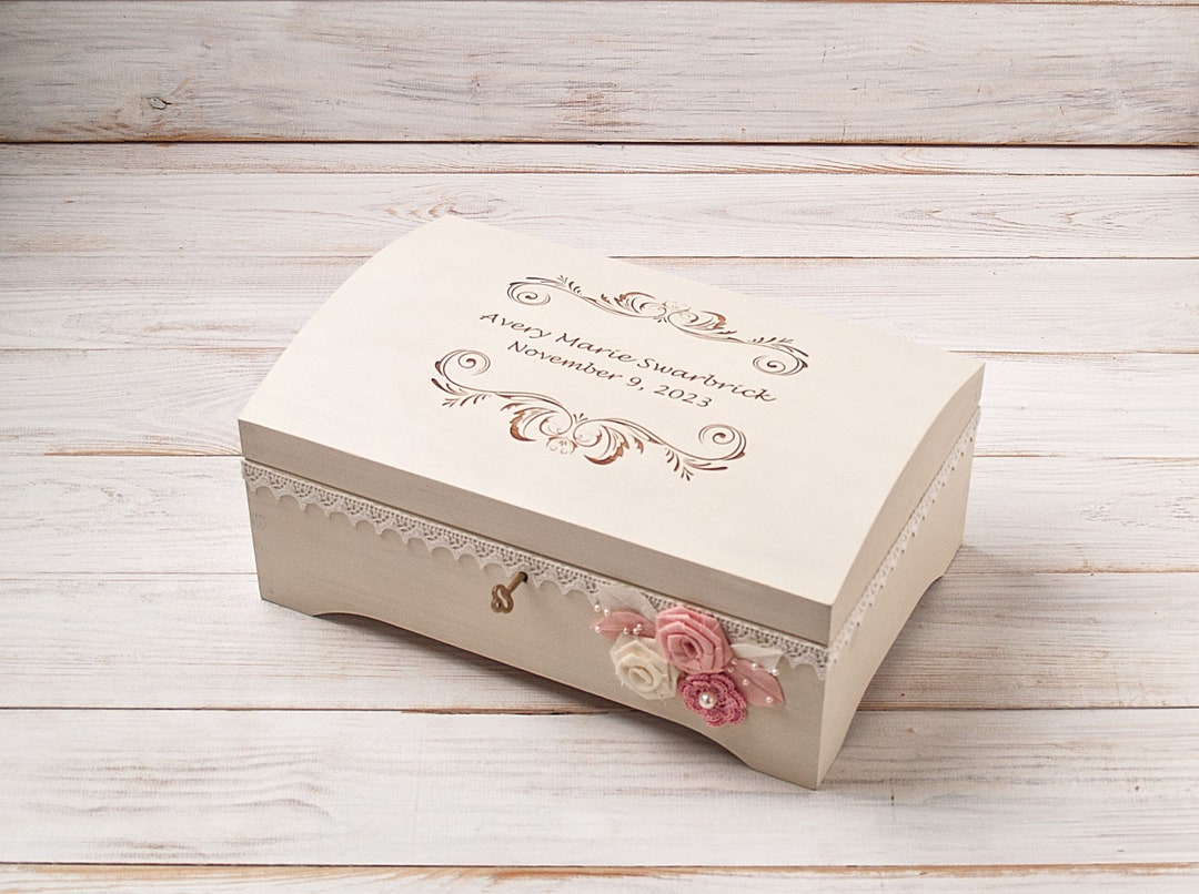 Jewelry Box With Key for Girls, Baby Memory Box, Little Girl Keepsake ...