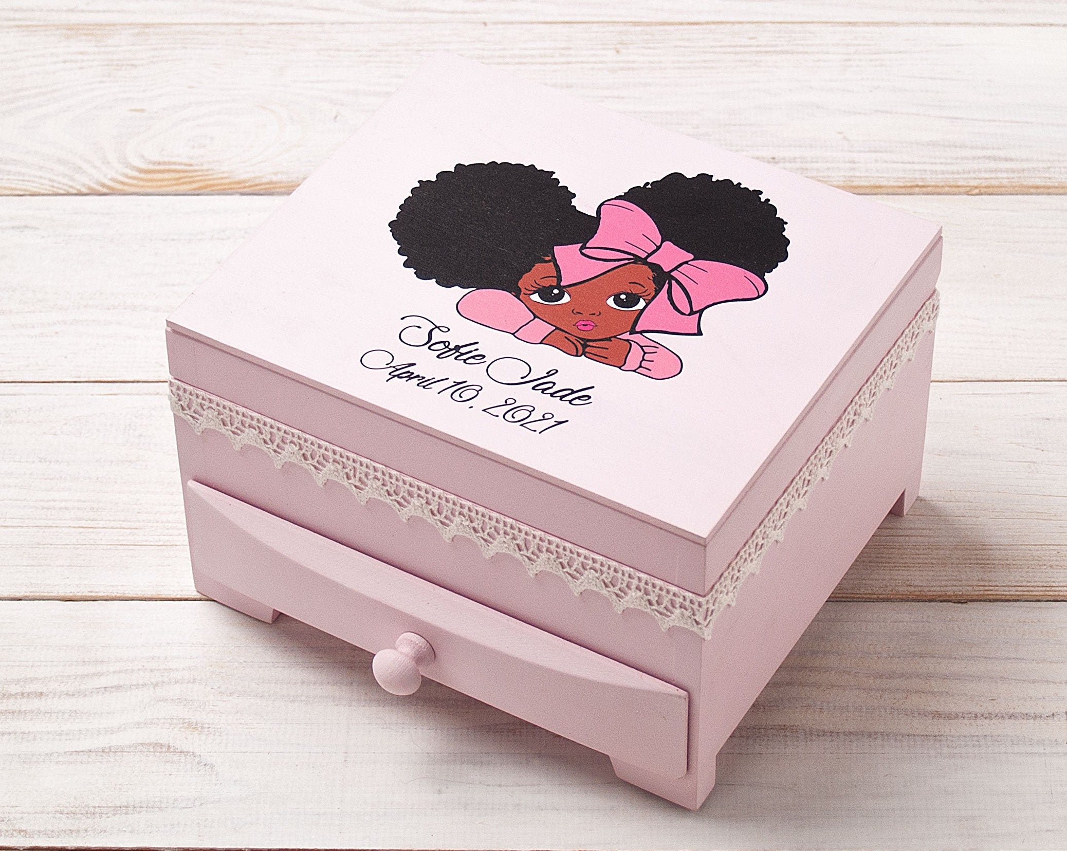 Girls Jewelry Box Baby Girl Memory Box with Name | Etsy