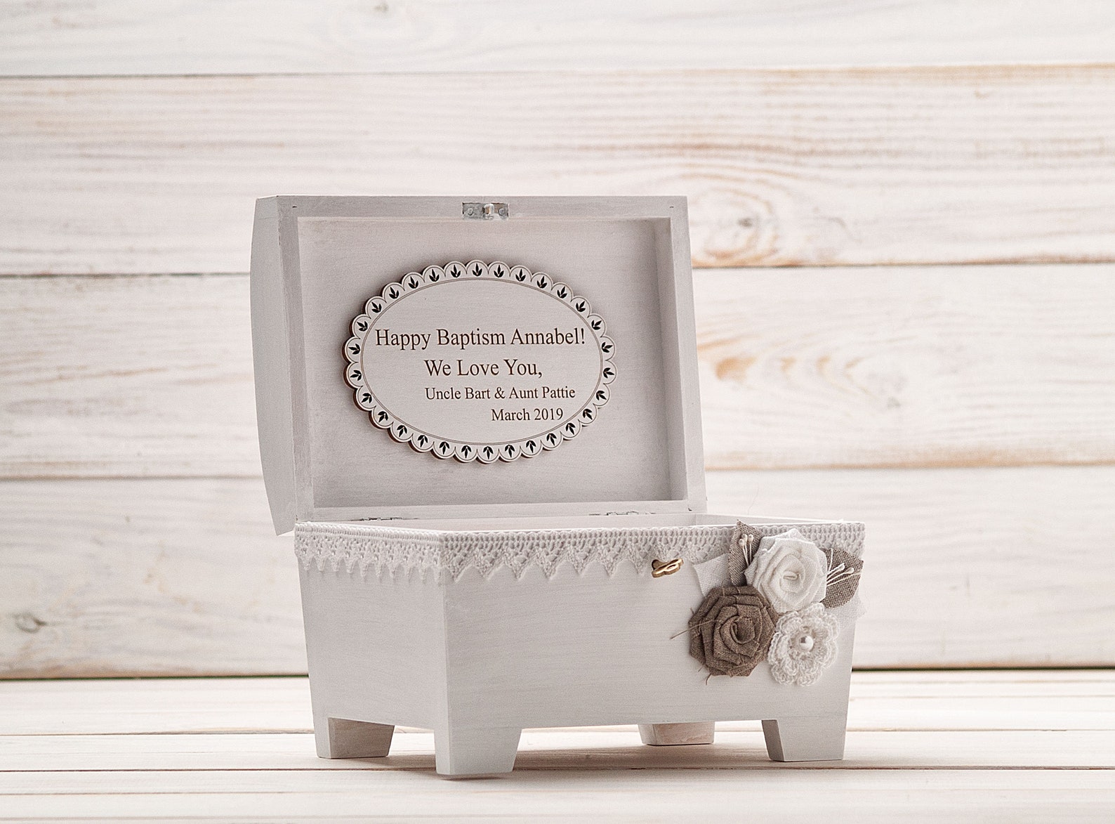 Personalized Jewelry Box for Baby Girls, Engraved Wooden Keepsake Box ...
