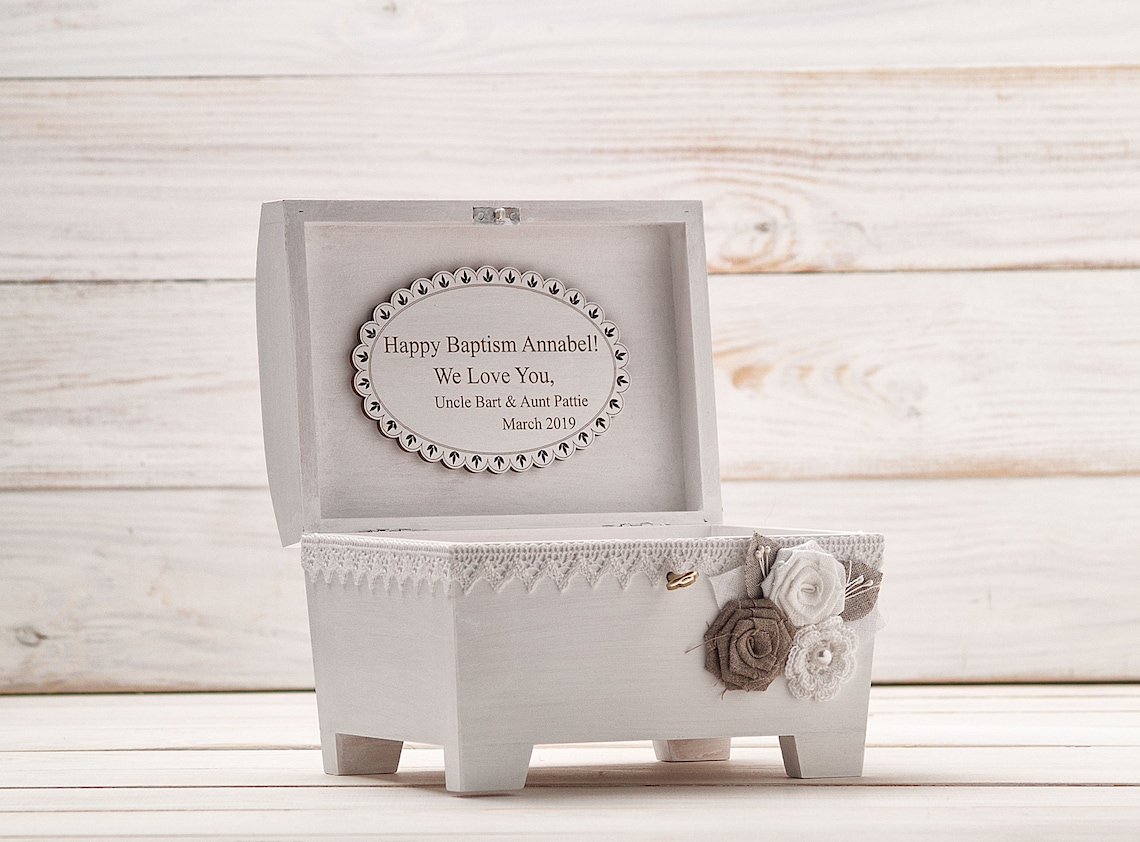 Personalized Girls Jewelry Box With a Key Custom New Baby - Etsy