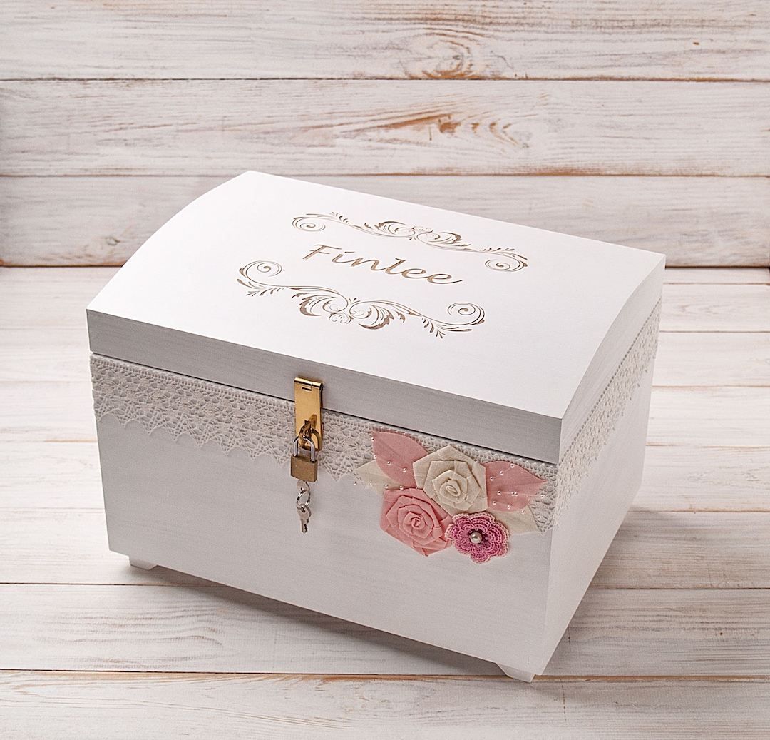 Baby Girl Keepsake Toy Box Large Personalized New Baby First Memory Box ...