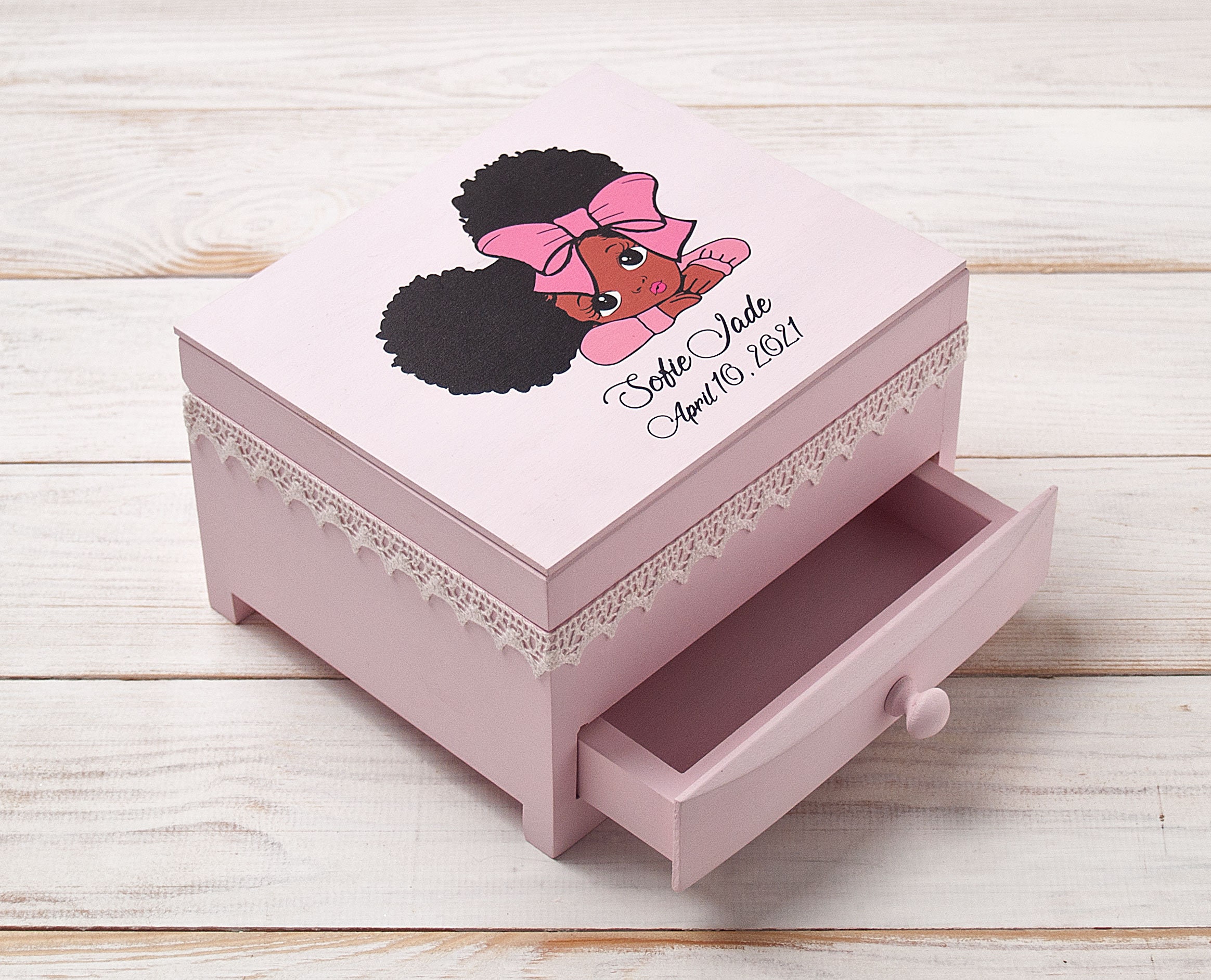 Girls Jewelry Box Baby Girl Memory Box with Name | Etsy
