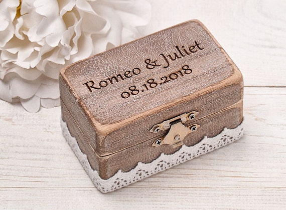 Rustic Wedding Ring Box Personalized Ring Box Rustic Ring | Etsy