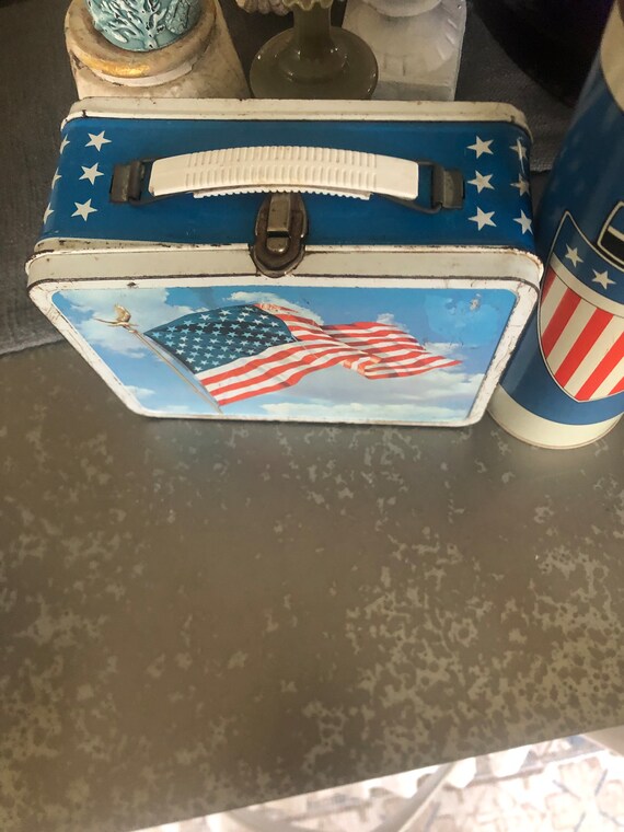 Patriotic Lunch Box And Thermos *Flag Lunchbox - Gem