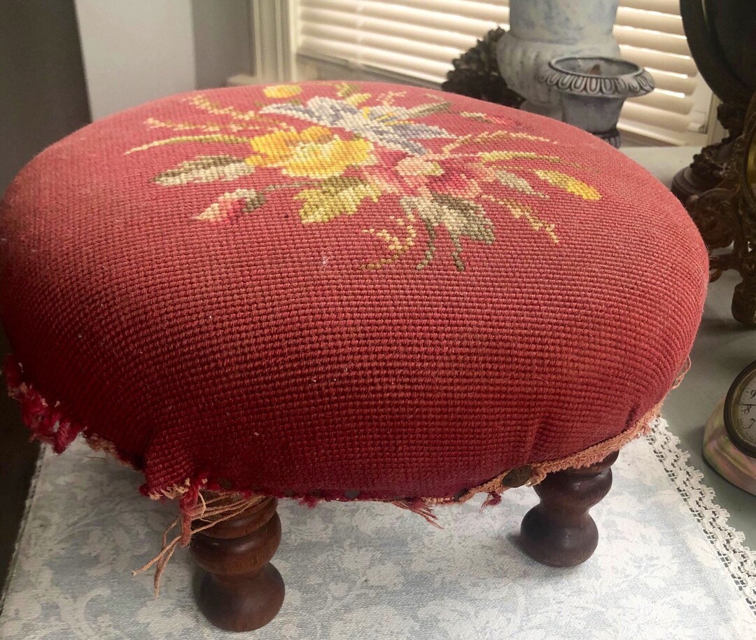 Vintage Needlepoint Stool - Etsy