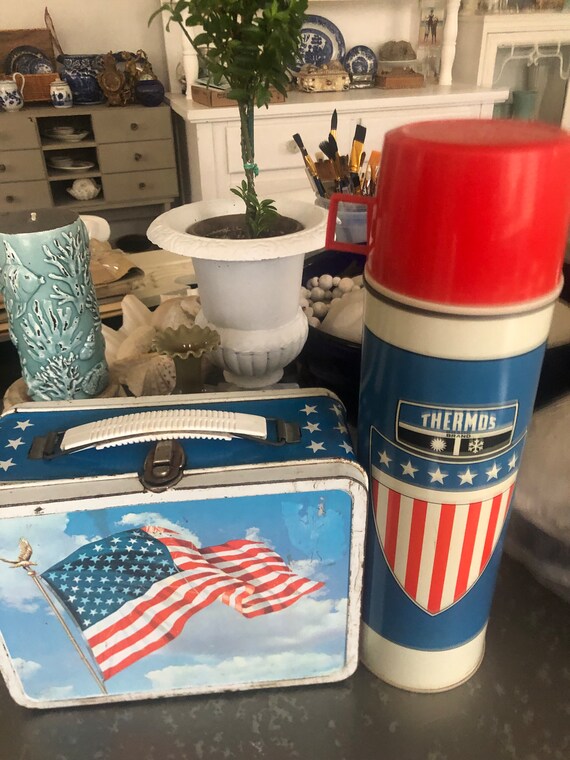 Patriotic Lunch Box And Thermos *Flag Lunchbox - Gem