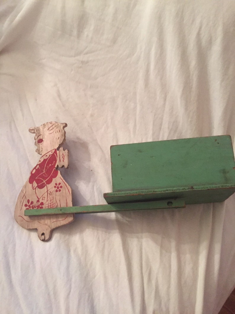 Folk Art Primitive Wood Toy pig pulling wagon | Etsy