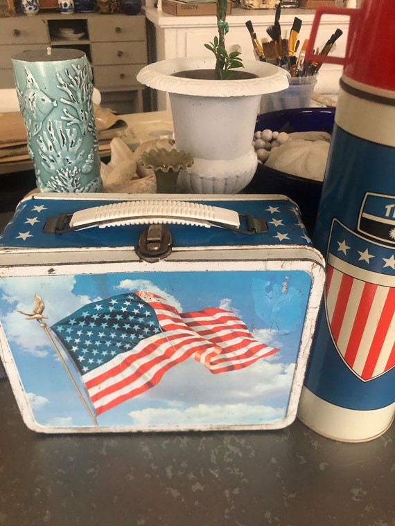 Patriotic Lunch Box And Thermos *Flag Lunchbox - Gem
