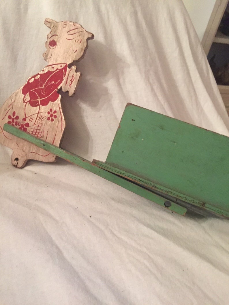 Folk Art Primitive Wood Toy pig pulling wagon | Etsy