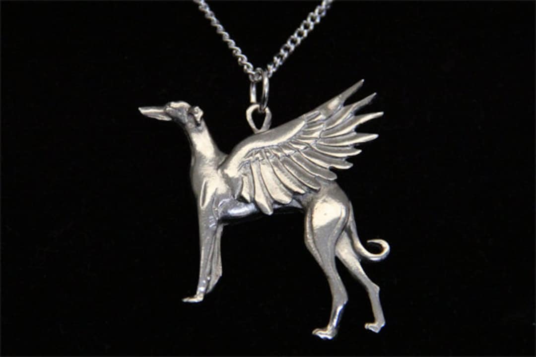 Greyhound Angel Necklace - Whippet Dog Angel Wings - Etsy