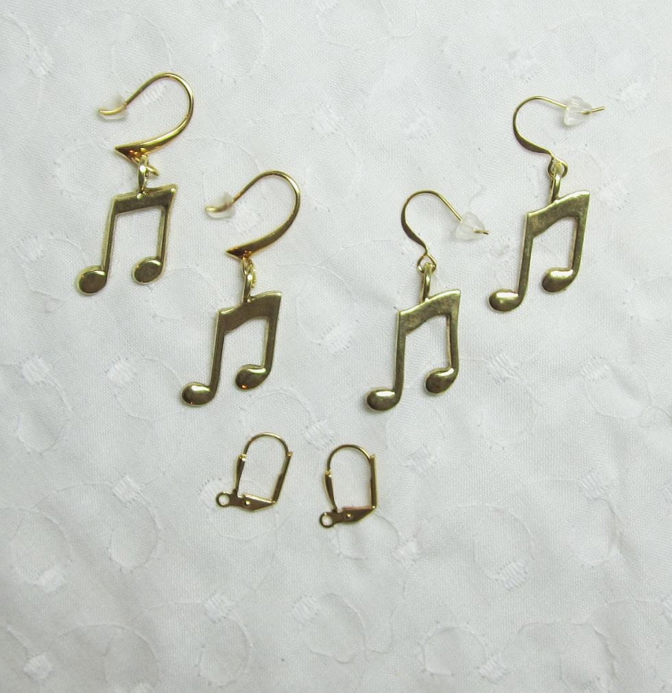 Earrings Gold Musical Note Earrings Charms on Fancy Gold | Etsy