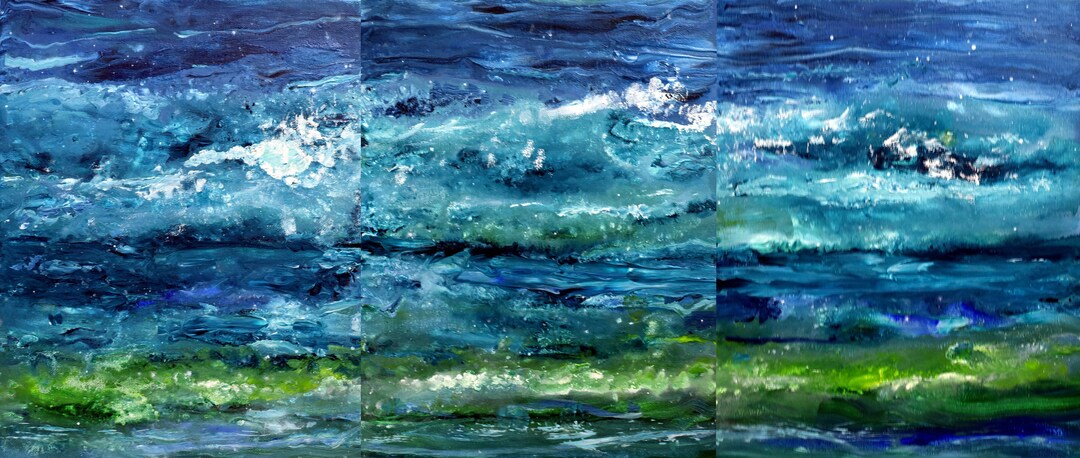 Southern Ocean Triptych Original Painting - Etsy