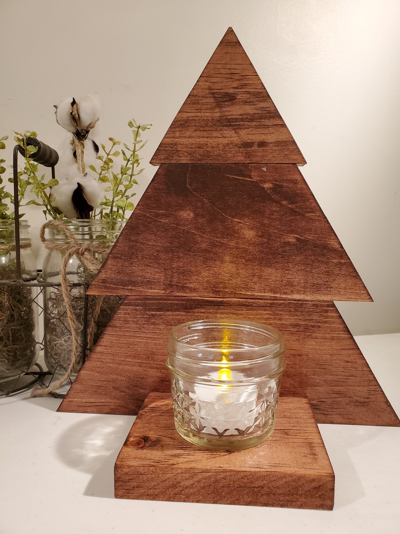 Wooden Christmas Tree, Tea Light Tree, Tea Light, Christmas Tree ...
