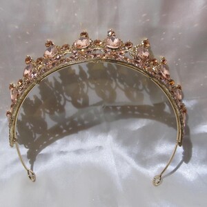 Pink Rhinestone Tiara, Set in Gold Metal, Stunning!, Costume, Bling ...