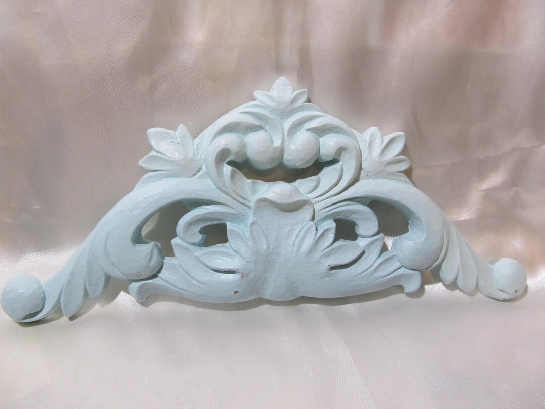 Pastel Aqua Blue Ornate WALL PEDIMENT, Wall Decor, Lightweight Resin ...